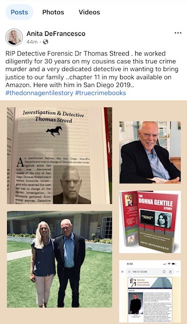 Detective Thomas Streed passed June 2024 - The Donna Gentile Story